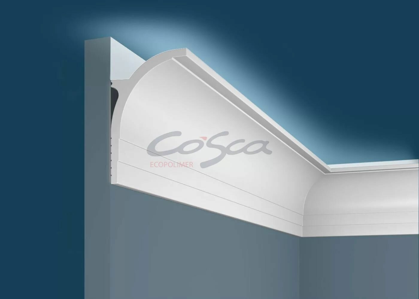 Карниз для Скрытого Освещения Cosca Экополимер KX045 В85хШ55хД2000 мм / Коска.