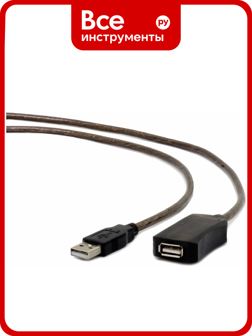 Кабель-удлинитель Cablexpert USB2.0 активный, AM/AF, медь, двойн. экран, 15м, полупрозрач, пакет