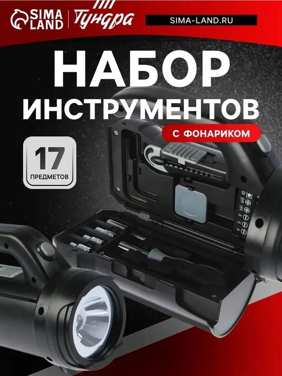 Комплект инструментов с фонарем и кейсом