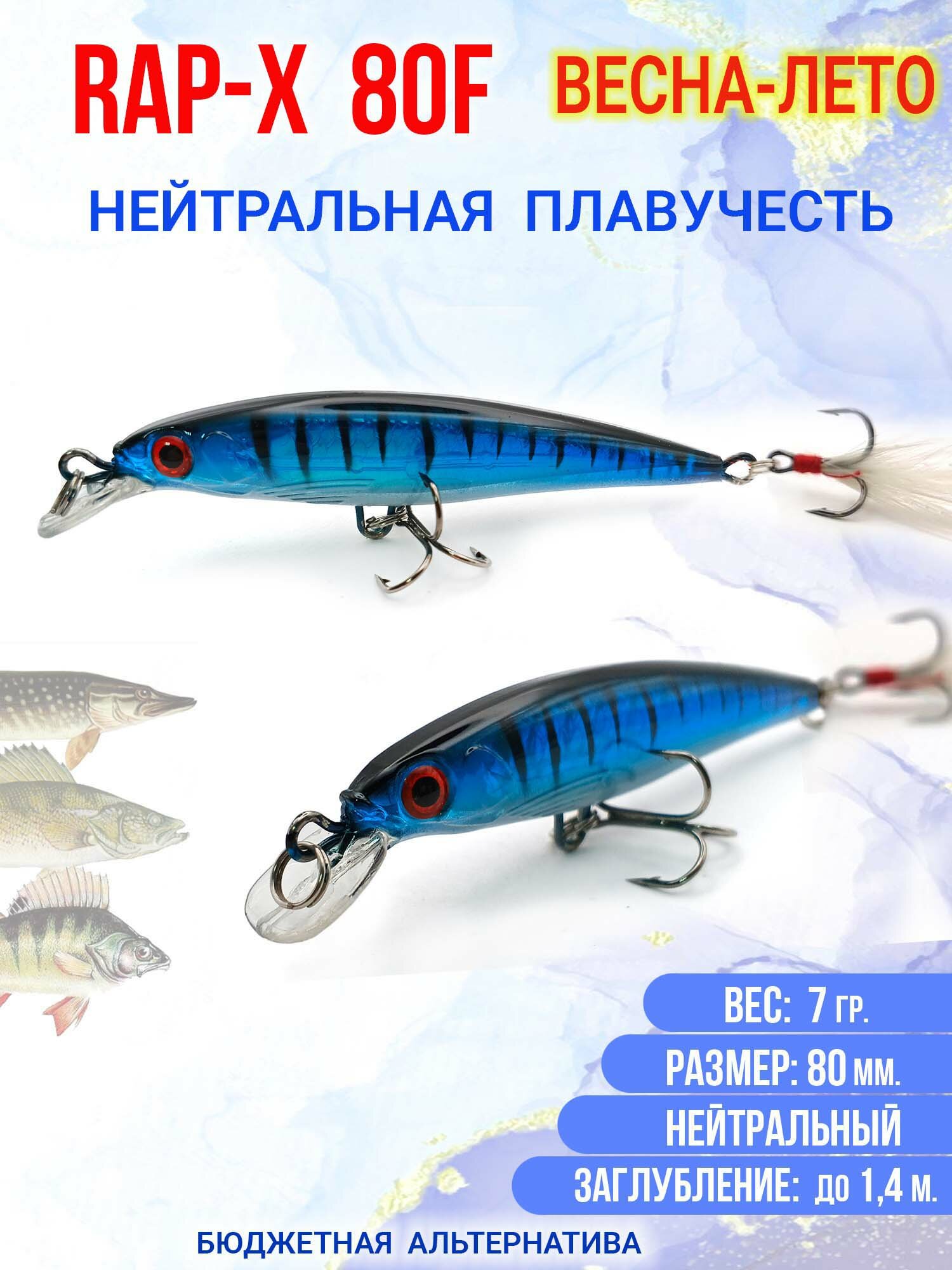 Воблер для рыбалки на спиннинг Rap-X Minnow 80SP нейтральный цвет SRD / Воблеры на щуку окуня судака