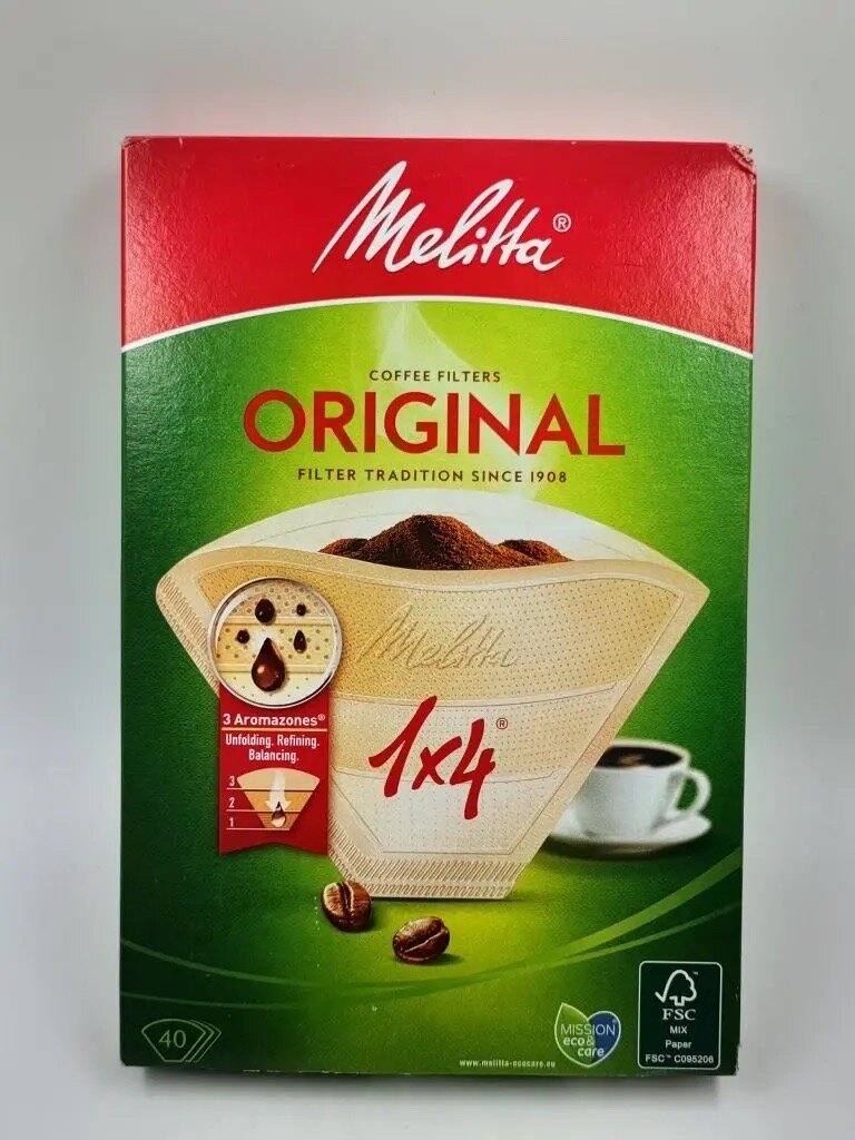 Фильтры для капельных кофеварок Melitta Original 1х4 неотбеленные, 40 шт (Германия)