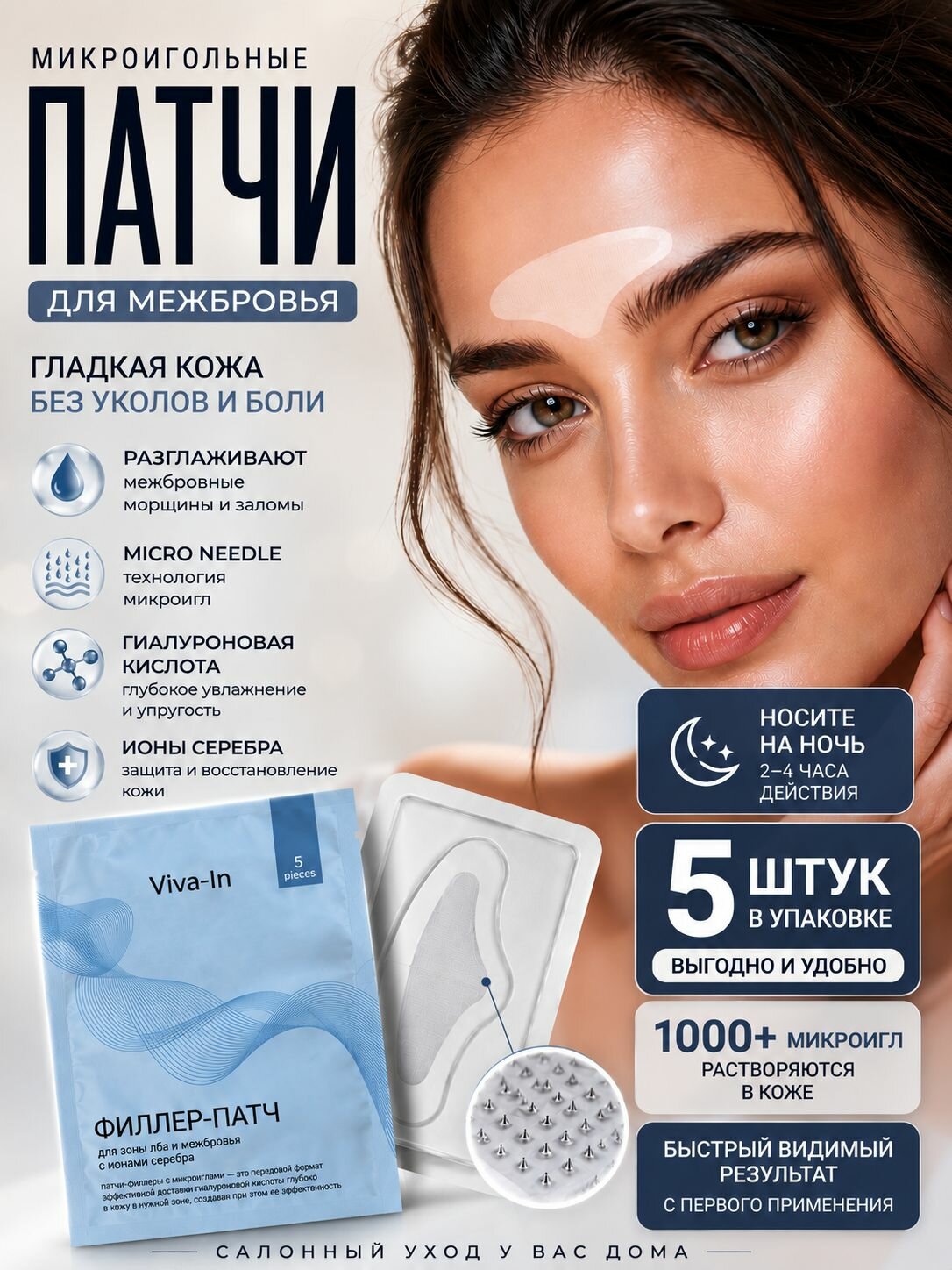 Патчи с микроиглами для межбровья