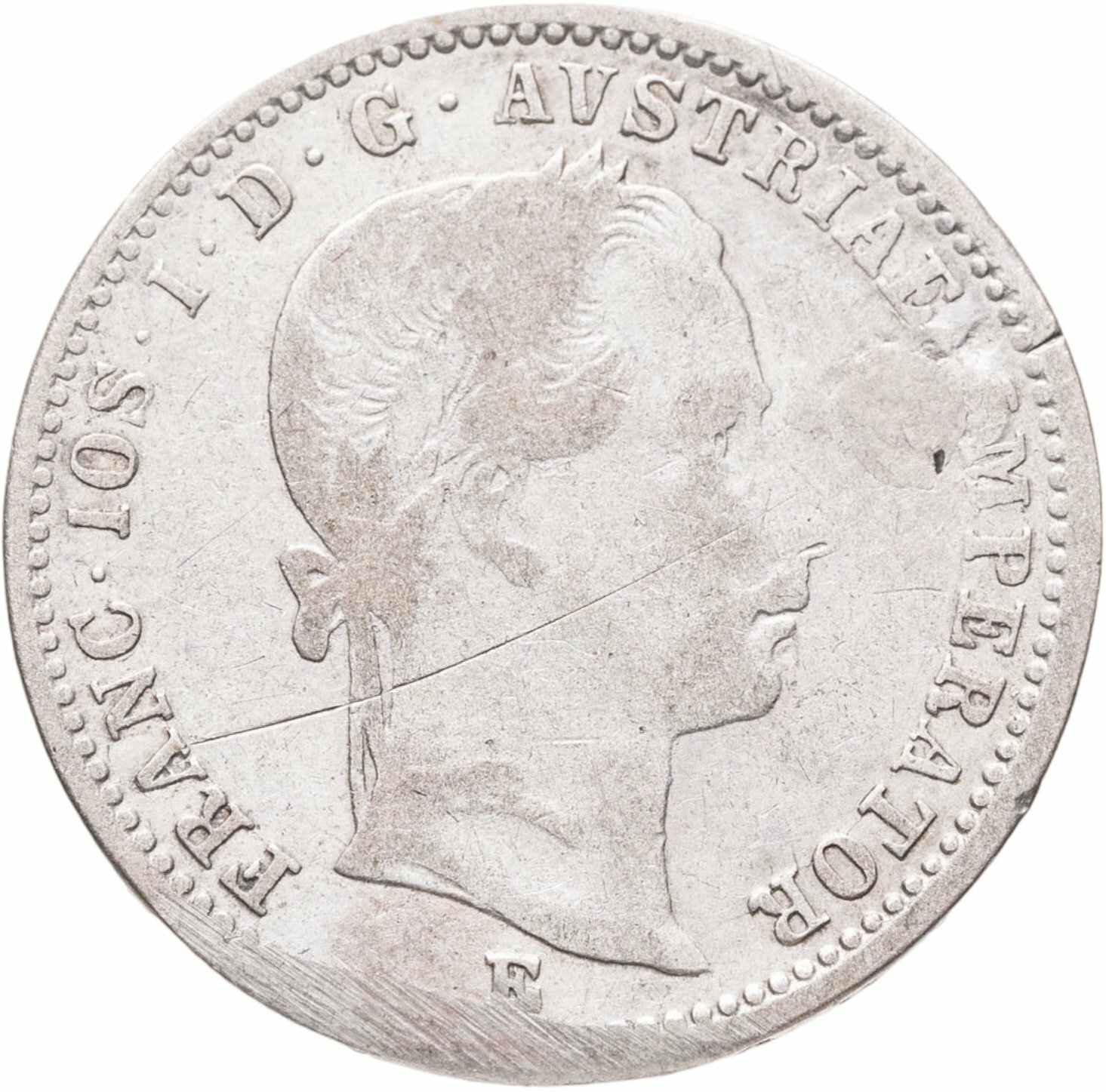Австрия 1/4 флорина florin 1859 знак монетного двора "E" - Карлсбург, Серебро 900, в сохранности F