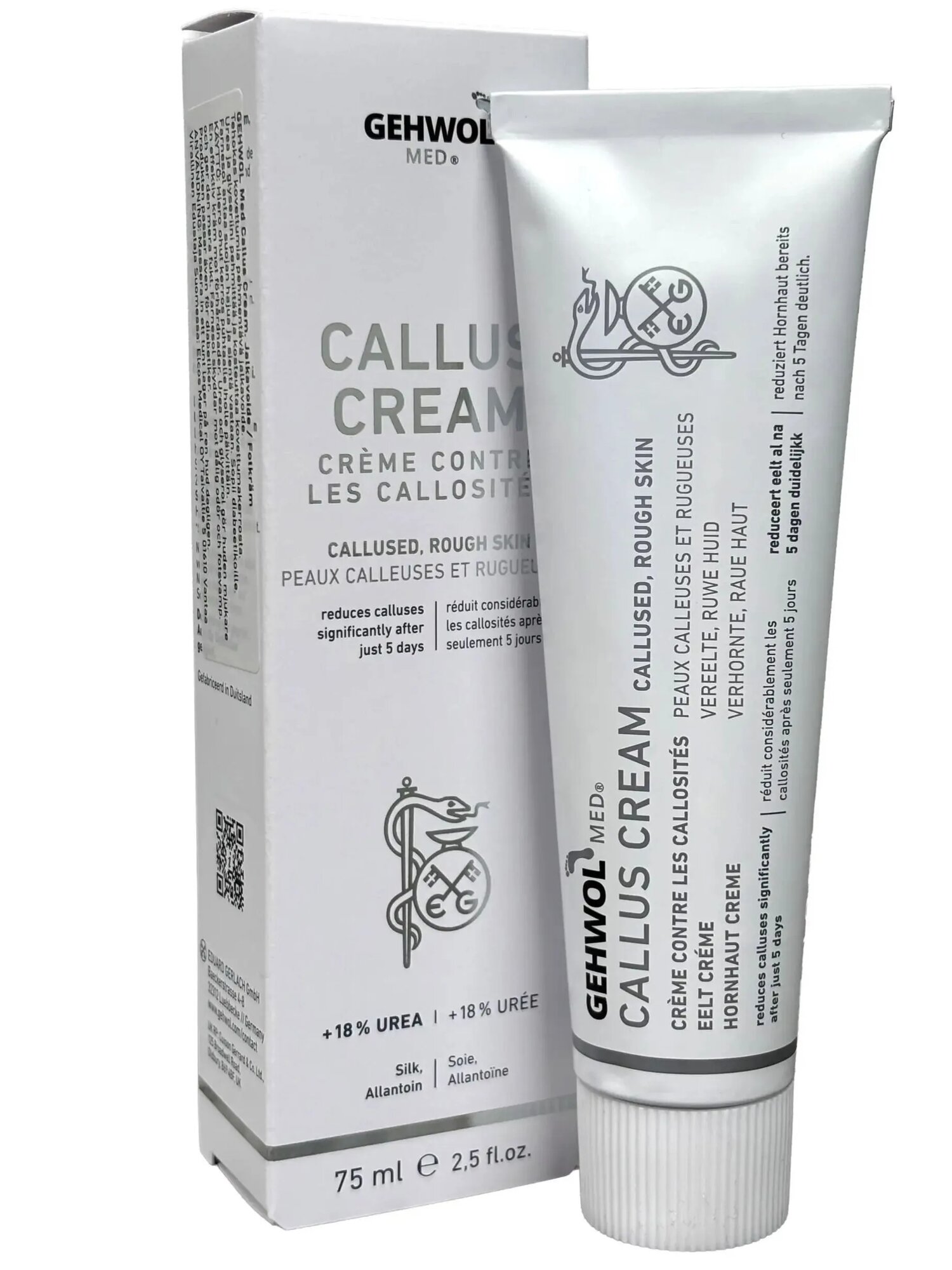 Крем Gehwol Med Callus Cream для загрубевшей кожи, от натоптышей, для ежедневного применения, 75мл