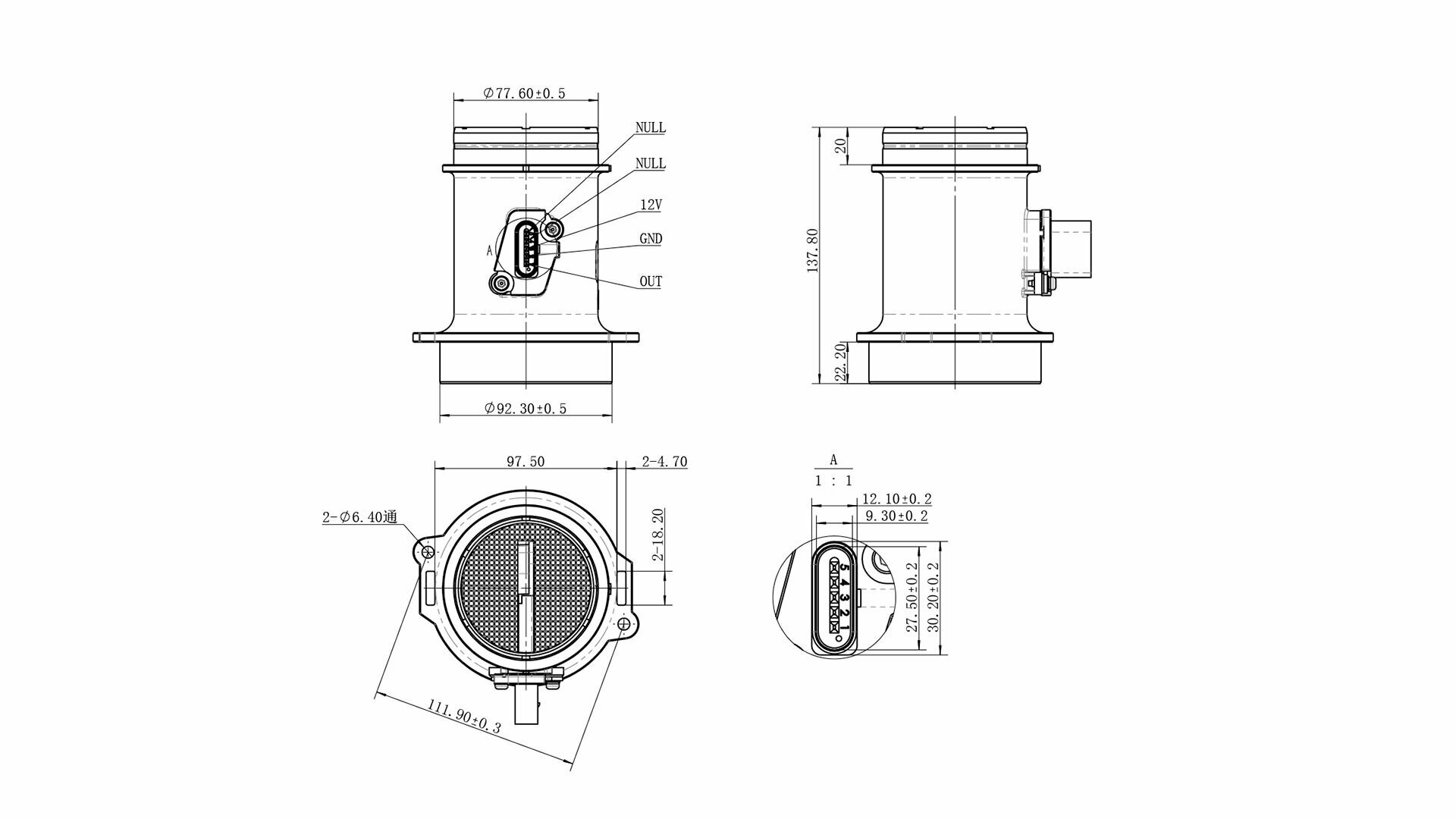 Датчик массового расхода воздуха VW Touareg 04-, Audi A4 III 04-, A6 III, IV 06-, A8 II 03-, Q7 06-