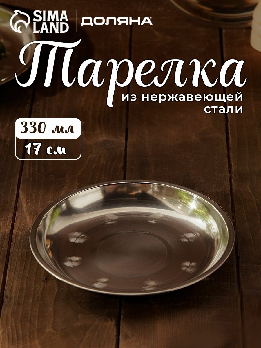 Тарелка металлическая Доляна "Мэйли", объем 330 мл, диаметр 17 см