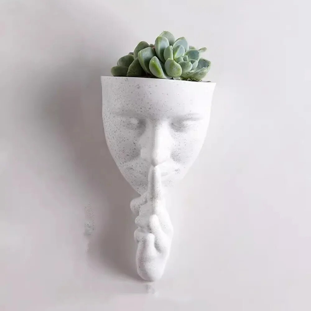 Бежевая ваза для суккулентов Silent Human Face