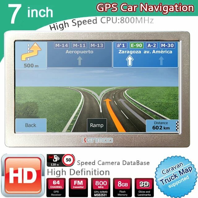 7-дюймовый портативный GPS-навигатор HD с картами Европы и России 2026 для Without Bluetooth av
