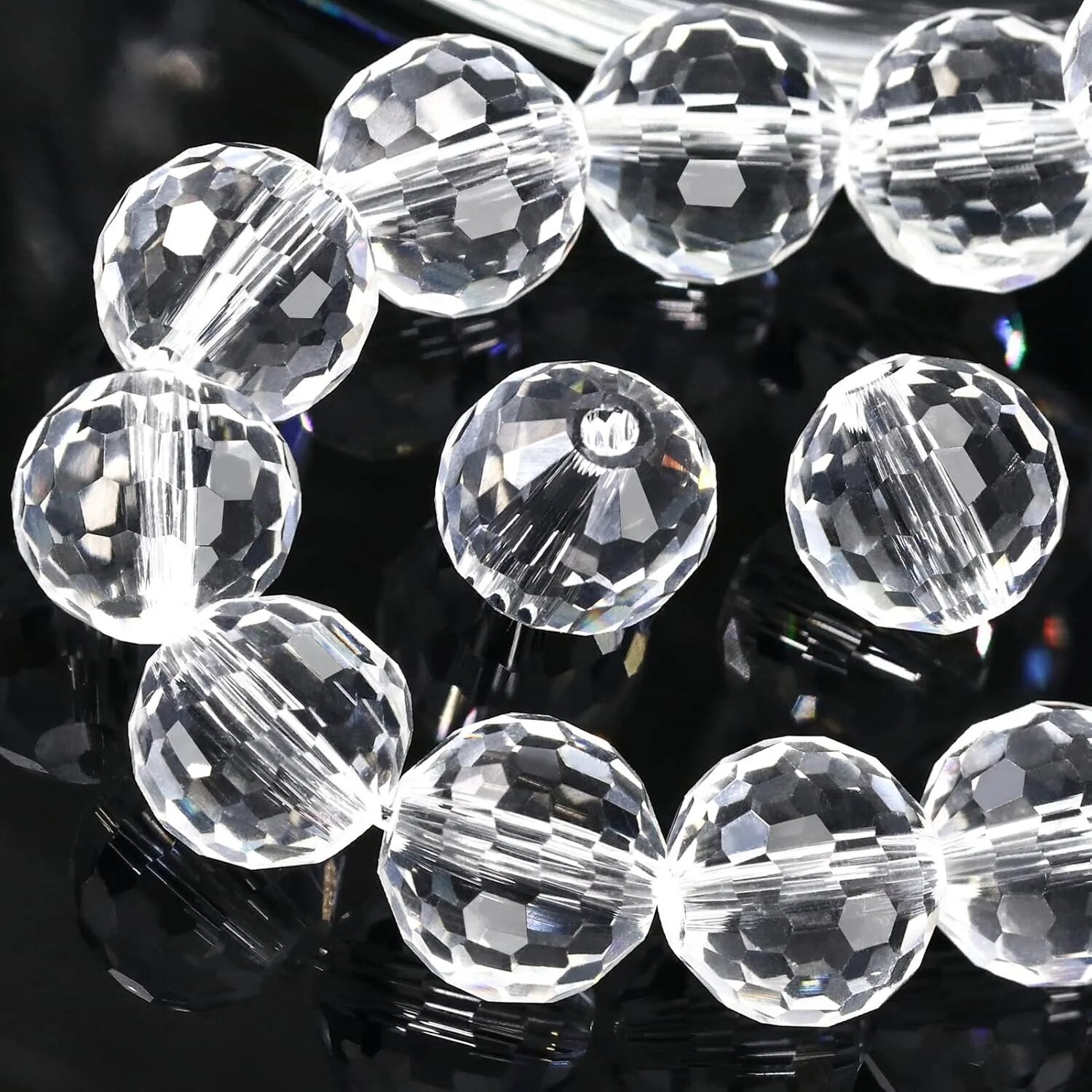 Хрустальные бусины 8 мм, Crystal Clear, 68 шт.