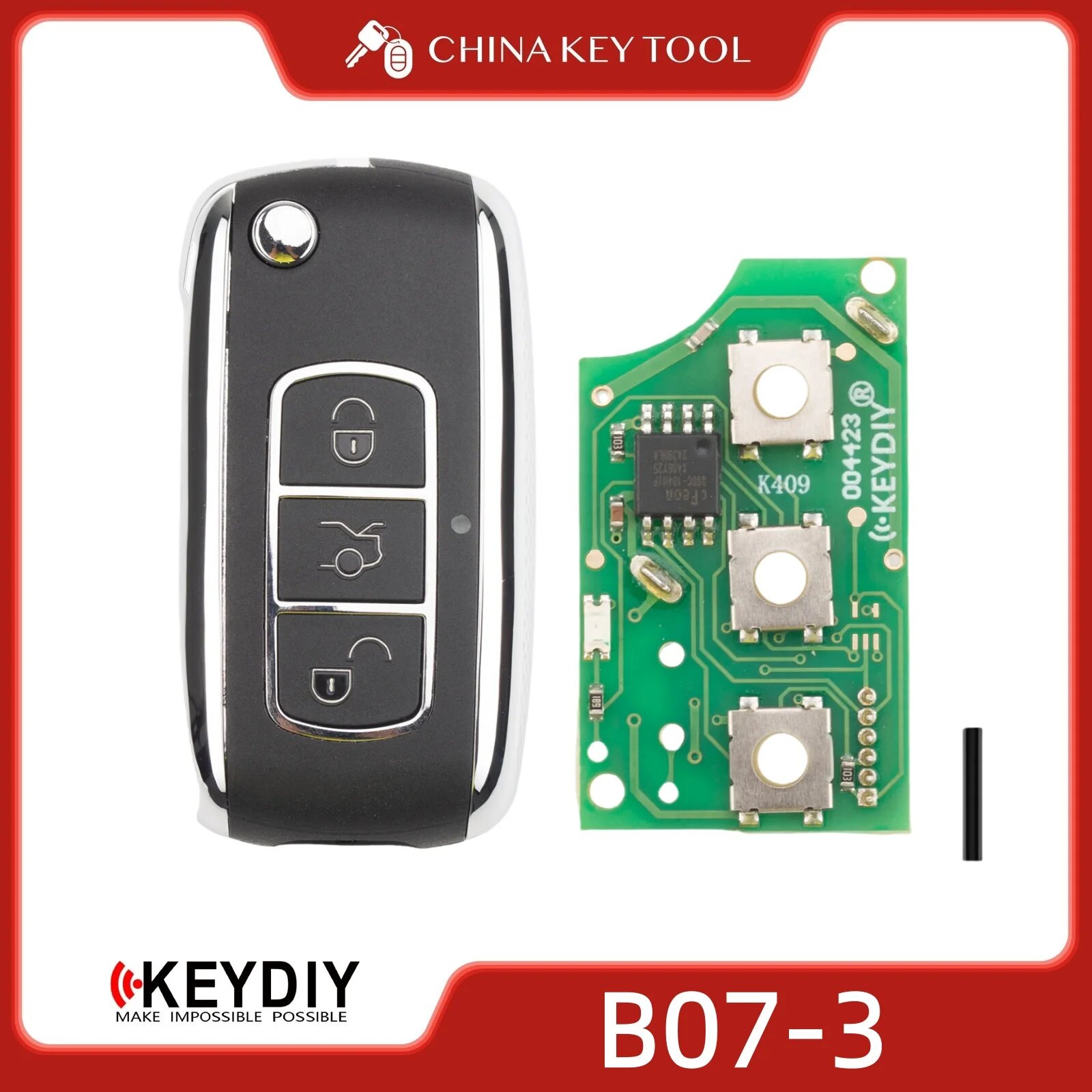 KEYDIY KD B07-3 Универсальный откидной дистанционный ключ с 3 кнопками, совместимый с Bentley Type