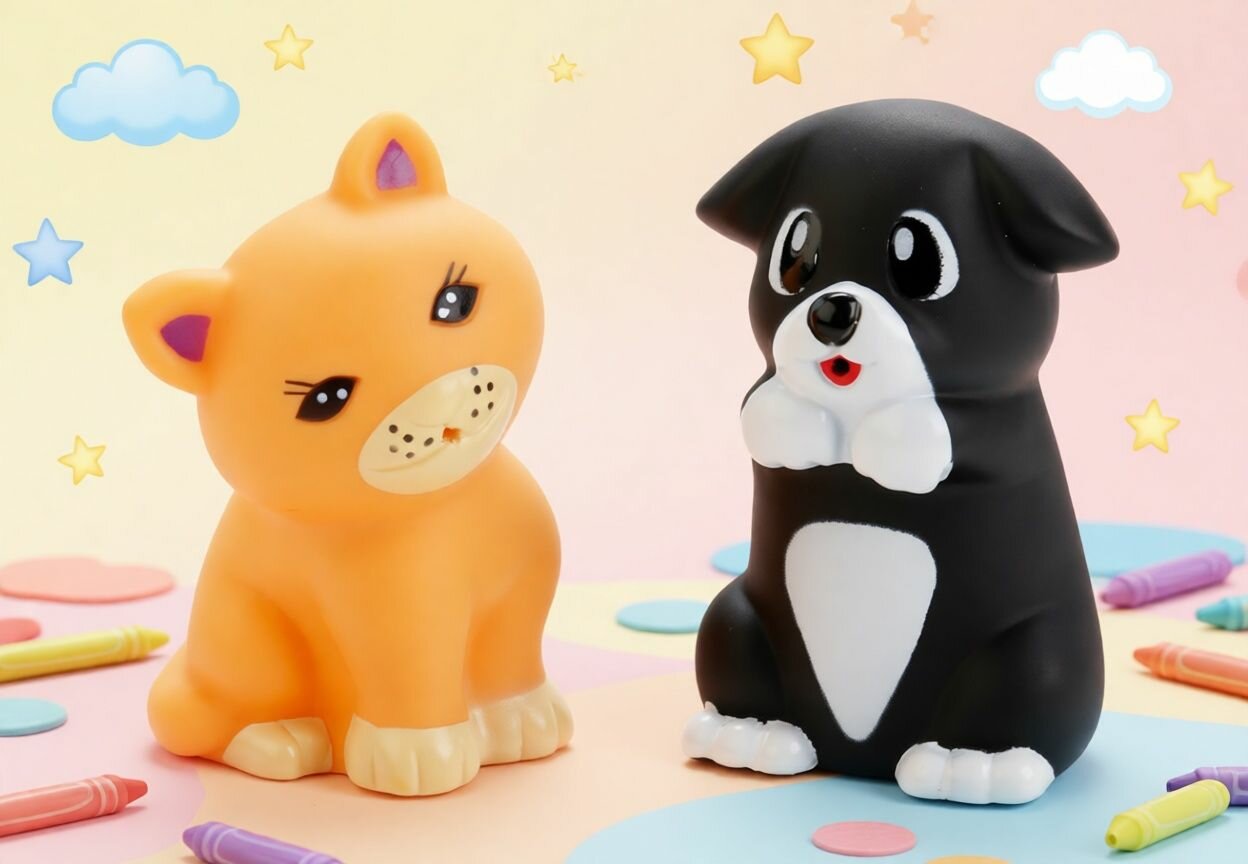 Игрушка для купания ванны - "Щенок и Кот" из ПВХ, развивающая