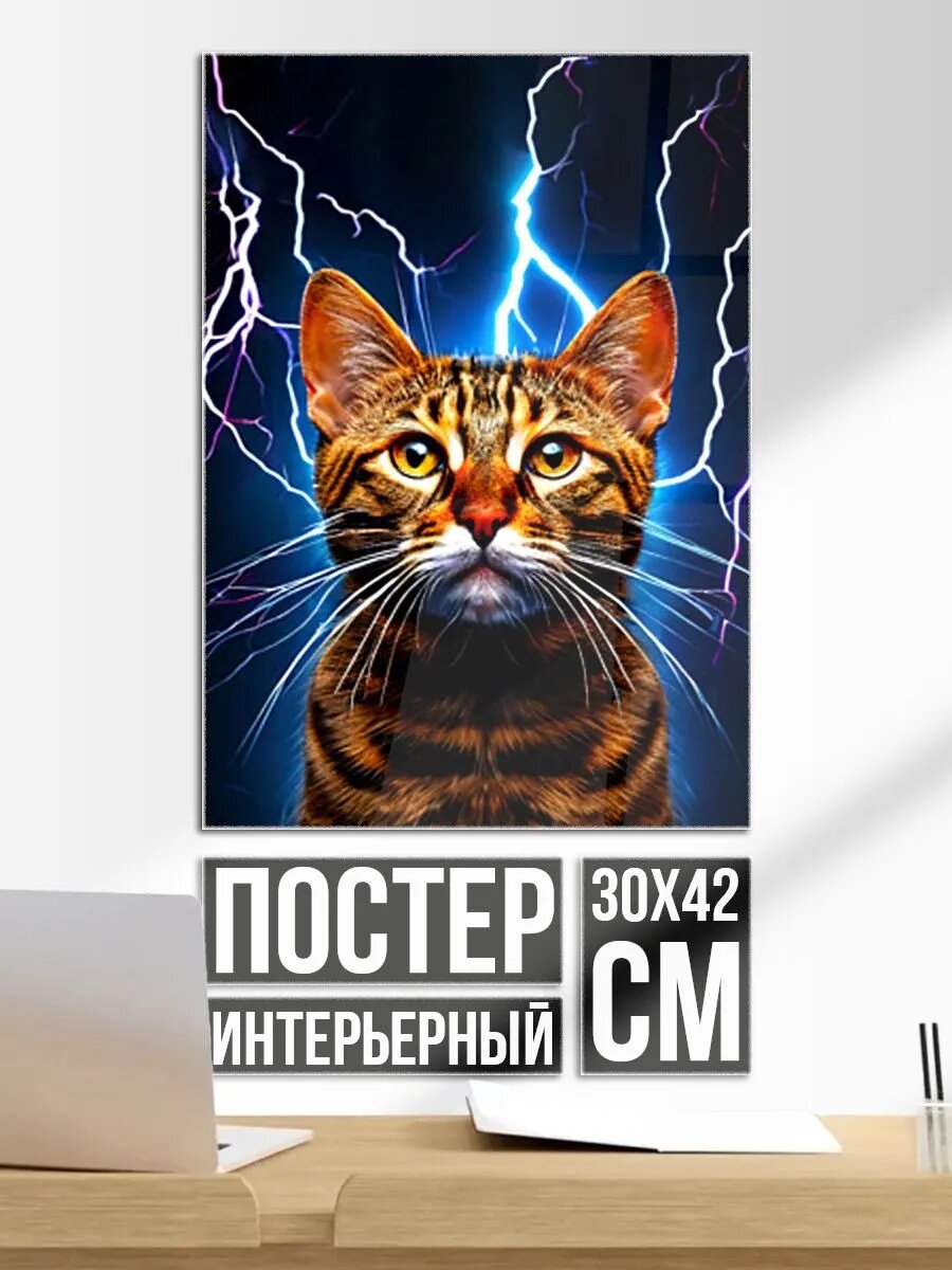 Постер на стену Тойгер в разрядах молний