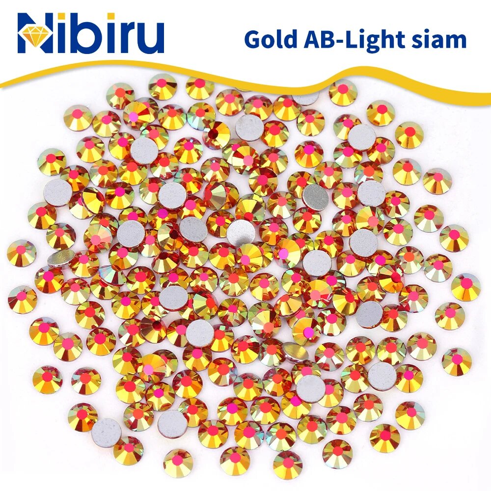 Стразы Nibiru Gold Border AB серии SS6-SS30