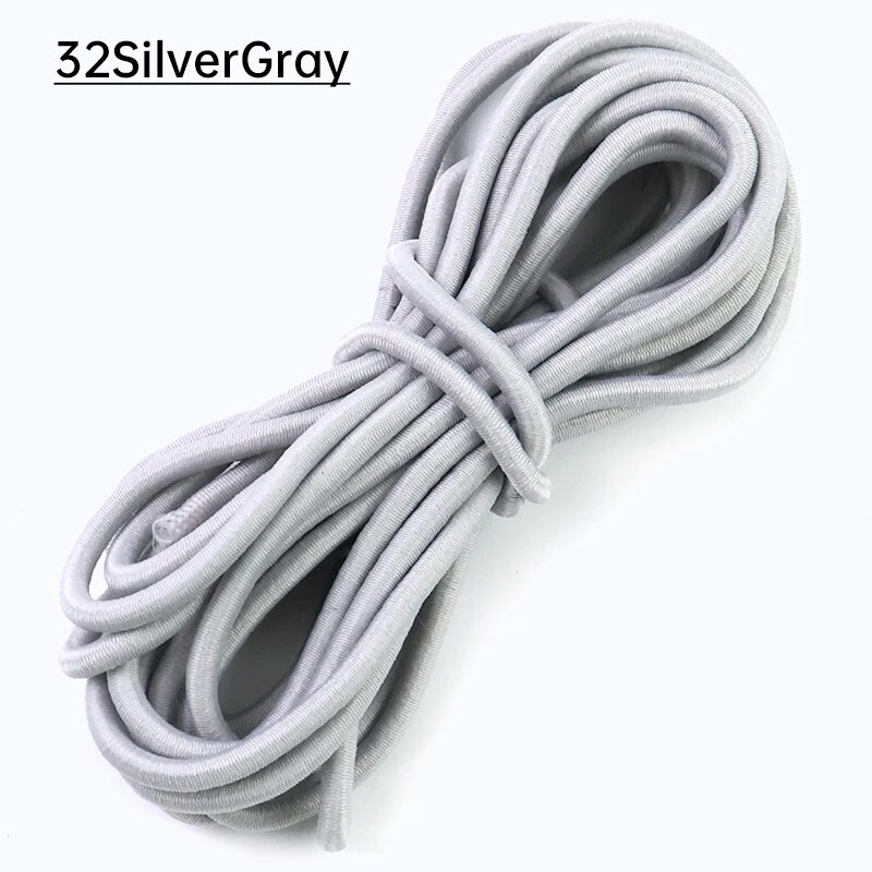 Эластичный шнур Meetee 5 мм, 4-20 м, для ремней, головных уборов Серый, 32SilverGray, 20Meters