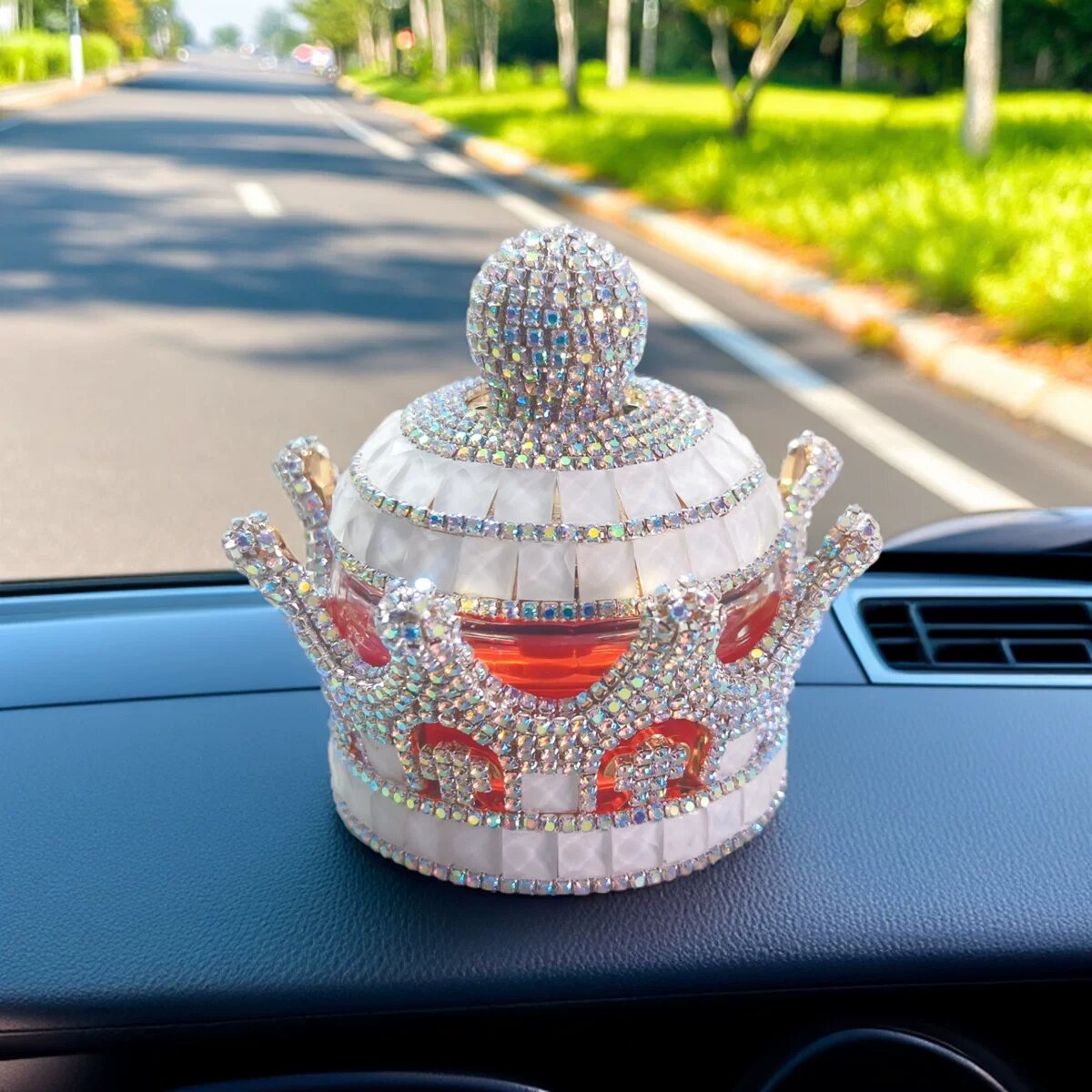 Простая кристаллическая корона автомобильный ароматизатор для приборной панели, ивори для интерьера автомобиля