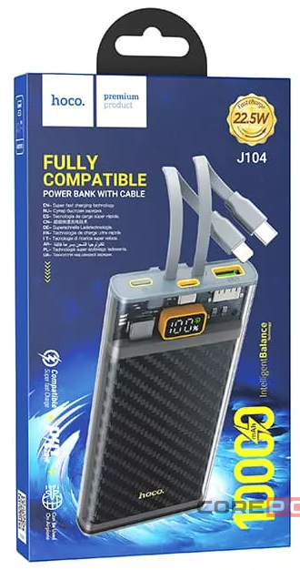 Повербанк внешний аккумулятор Powerbank Hoco J104 10000mAh 2USB/1С 22.5W черный