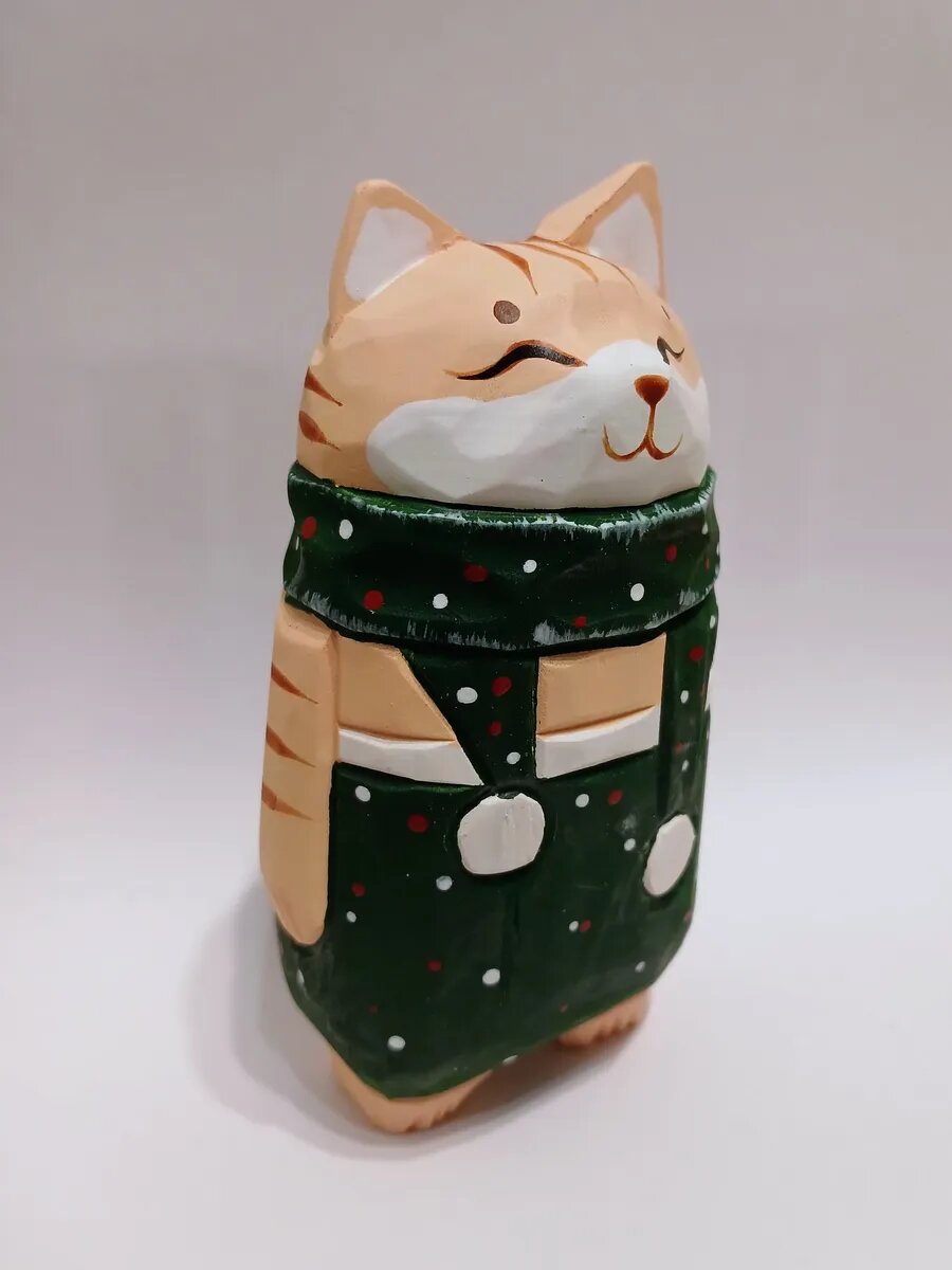 Статуэтка кот фигурка деревянная декоративная кошка — фото 1