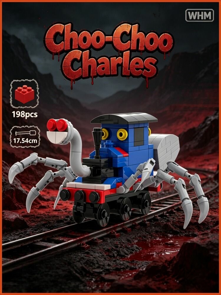 MOC -Choo Charles Модель пауко-паровоза Чу-Чу Чарльз EXE из игры-мутации 198 деталей, высота 17.54 см