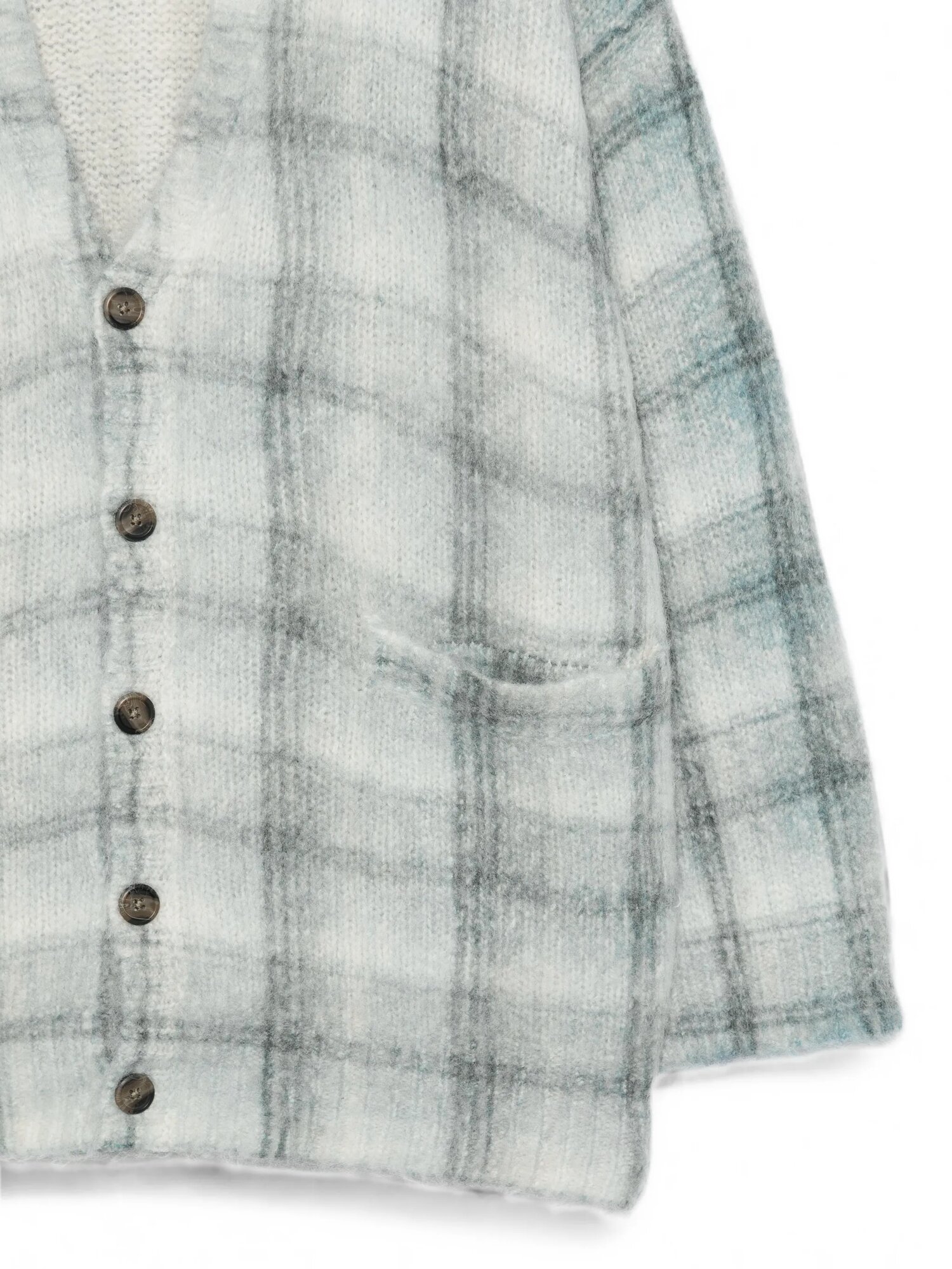 Кардиган R13 Plaid-pattern cardigan, размер 48, бежевый/белый — фото 1