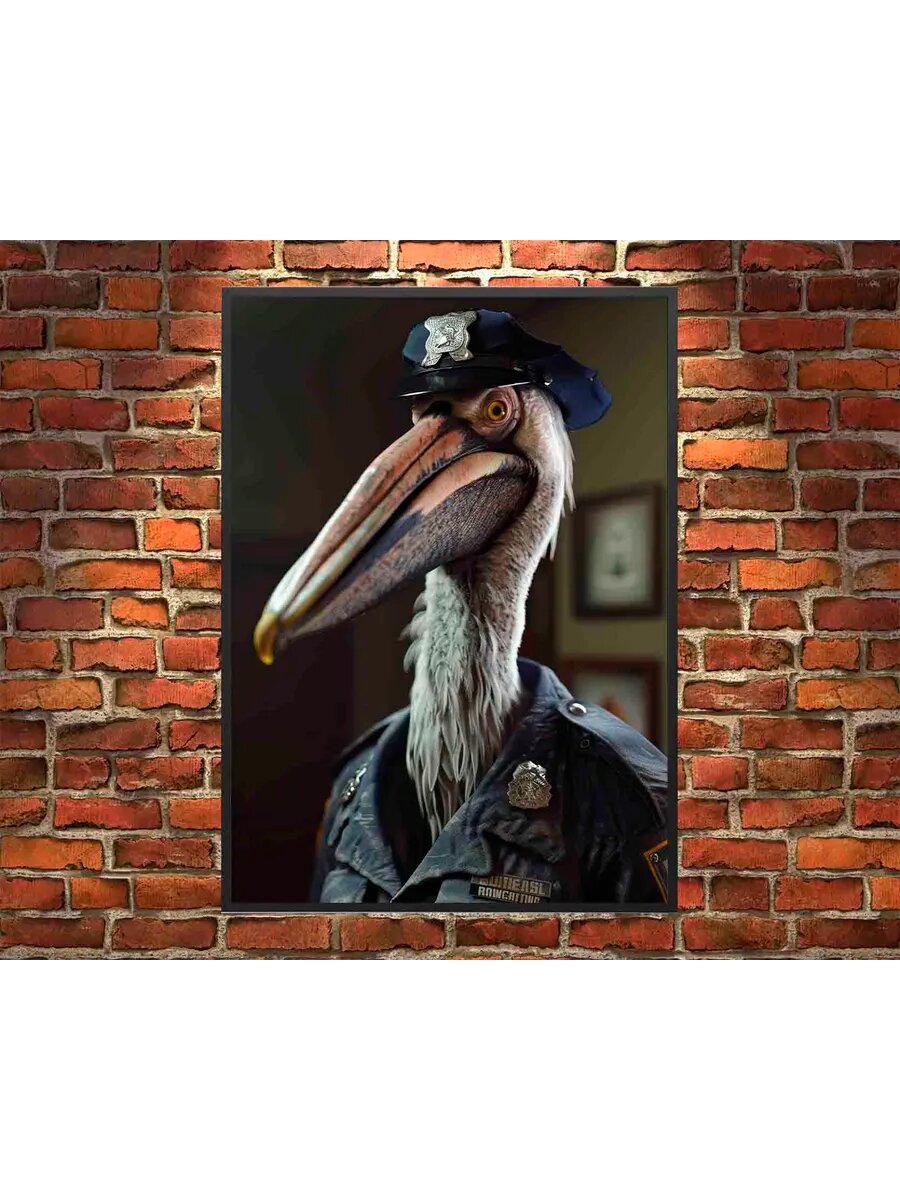Пеликан-птица-полицейский 3, Плакат 30x42см