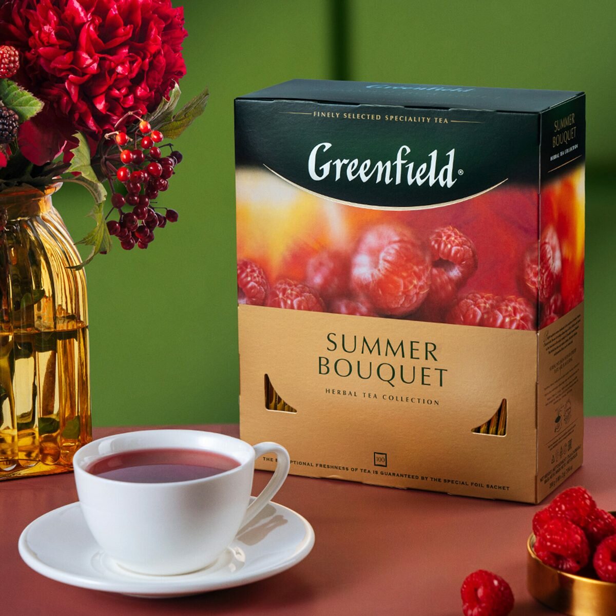 Чай Greenfield Summer Bouquet (Летний букет), травяной, 100 пакетиков в конвертах по 2г (0878-09), 9 уп.