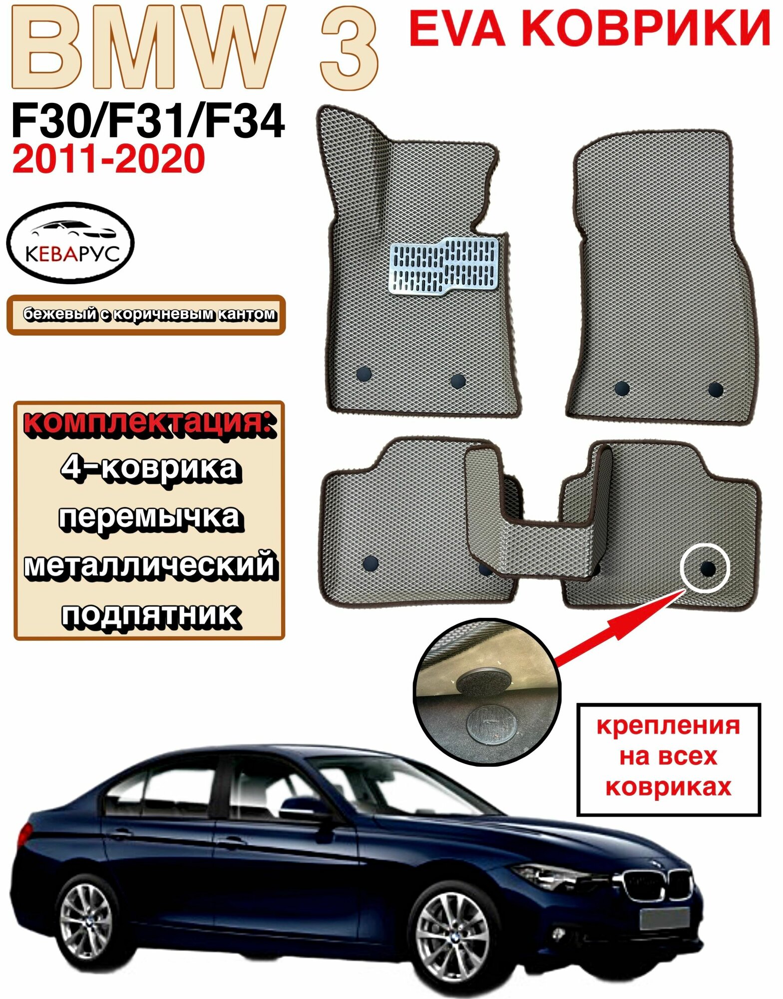 Комплект EVA с бортами для BMW 3 (F30/F31/F34) 2012-2019г./БМВ 3.