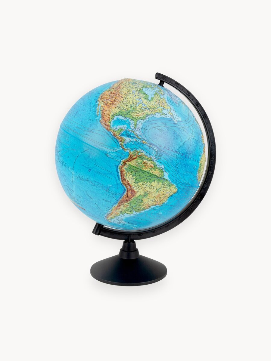 Глобус физический детский для школы рельефный, диаметр 32 см, Globen Классик, 454432