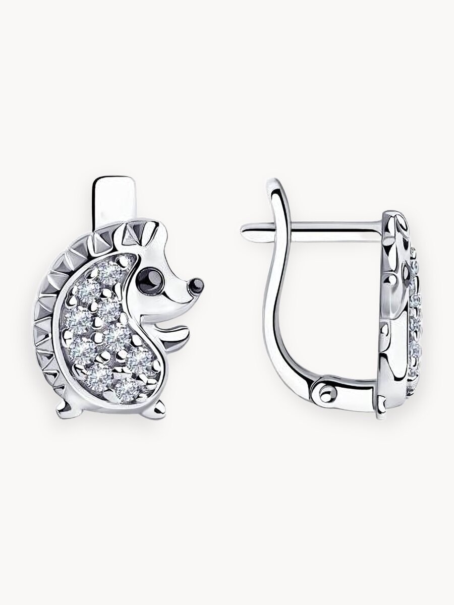 Серьги danaya, серебро, 925 проба, родирование, фианит