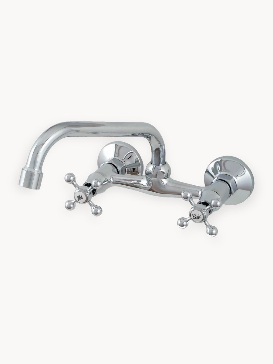 Смеситель на кухню настенный Diadonna D247-65 с высоким поворотным изливом, керамические кран-буксы, хром