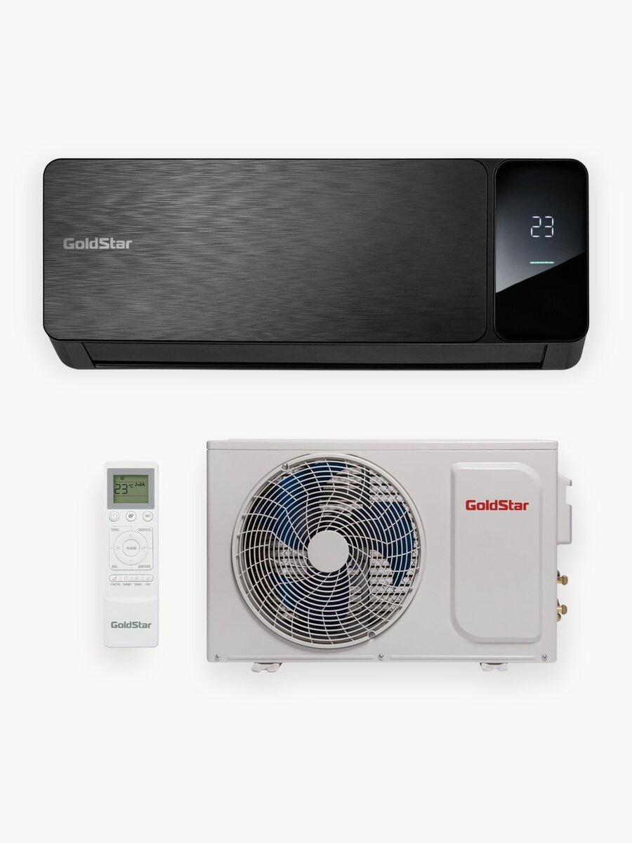 Кондиционер сплит-система GoldStar GSAC-07HN1/Черный, комплект, площадь охлаждения/обогрева до 20 м²