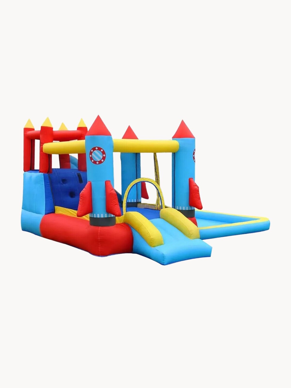 Детский аквапарк, надувной игровой центр, батут с горкой, со скалодромом, 350X330X200 см