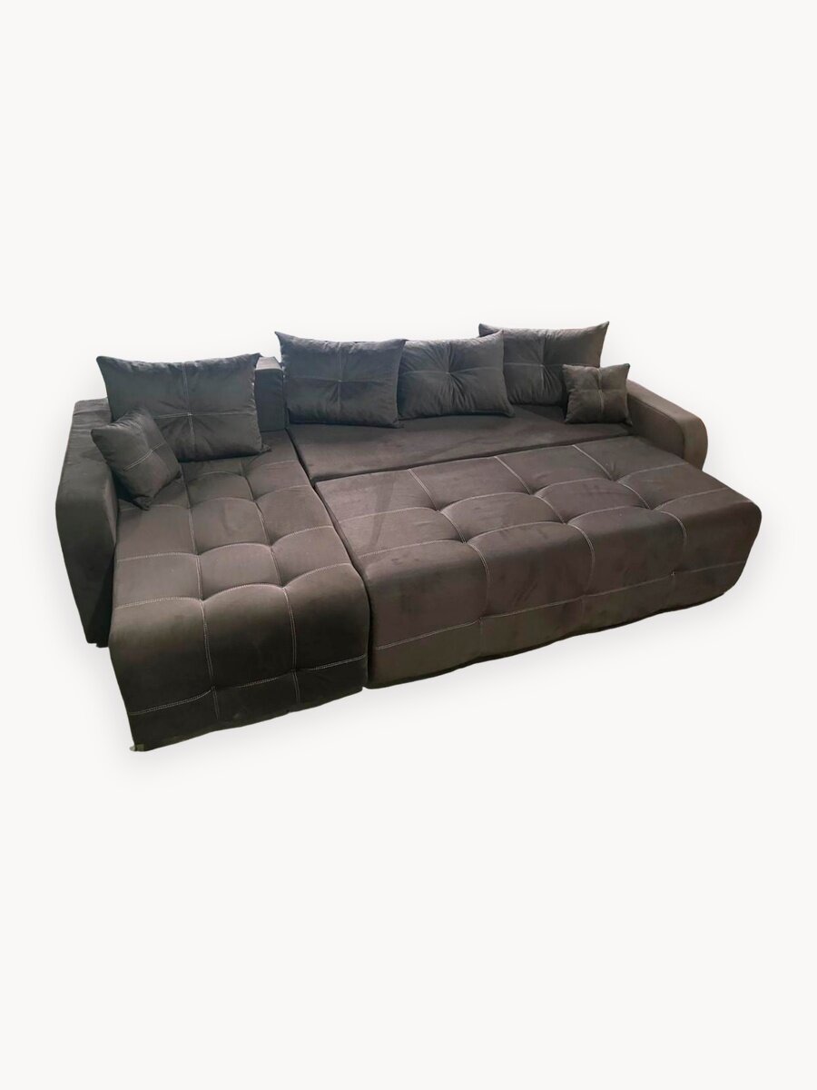 Диван угловой Вегас с правым углом (ппу, велюр cabrio, темно-коричневый)