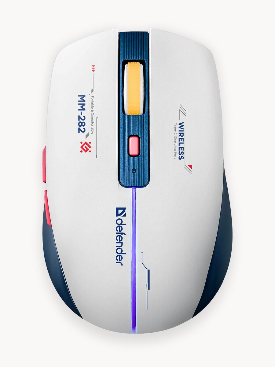 Беспроводная игровая мышь Defender Dila MM-282, белый/синий