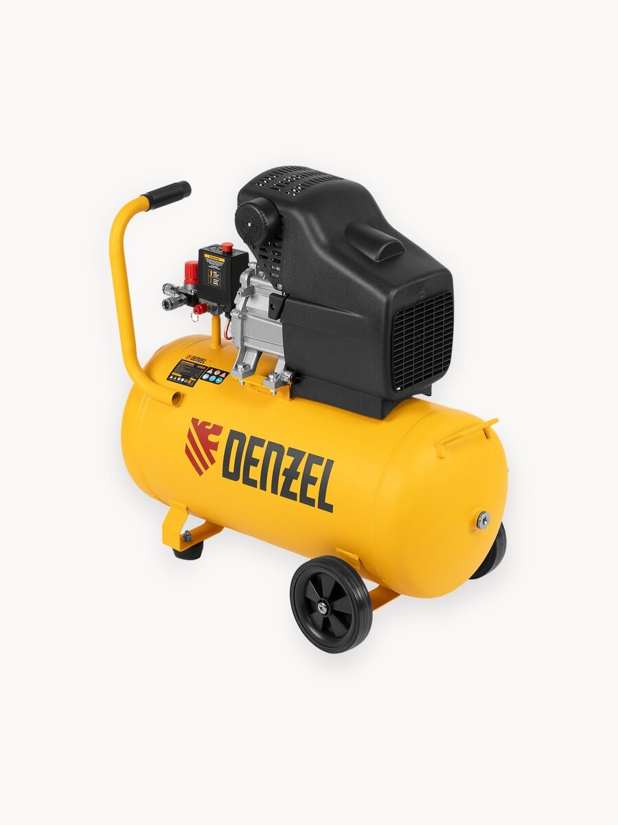 Компрессор воздушный 50л масляный Denzel DC1500/50, 1.5 кВт, 220 л/мин, прямой привод, 58161