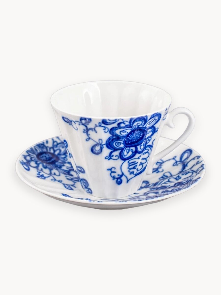 Чайная пара "Гарден " форма Лучистая , Императорский фарфоровый завод, 235 мл