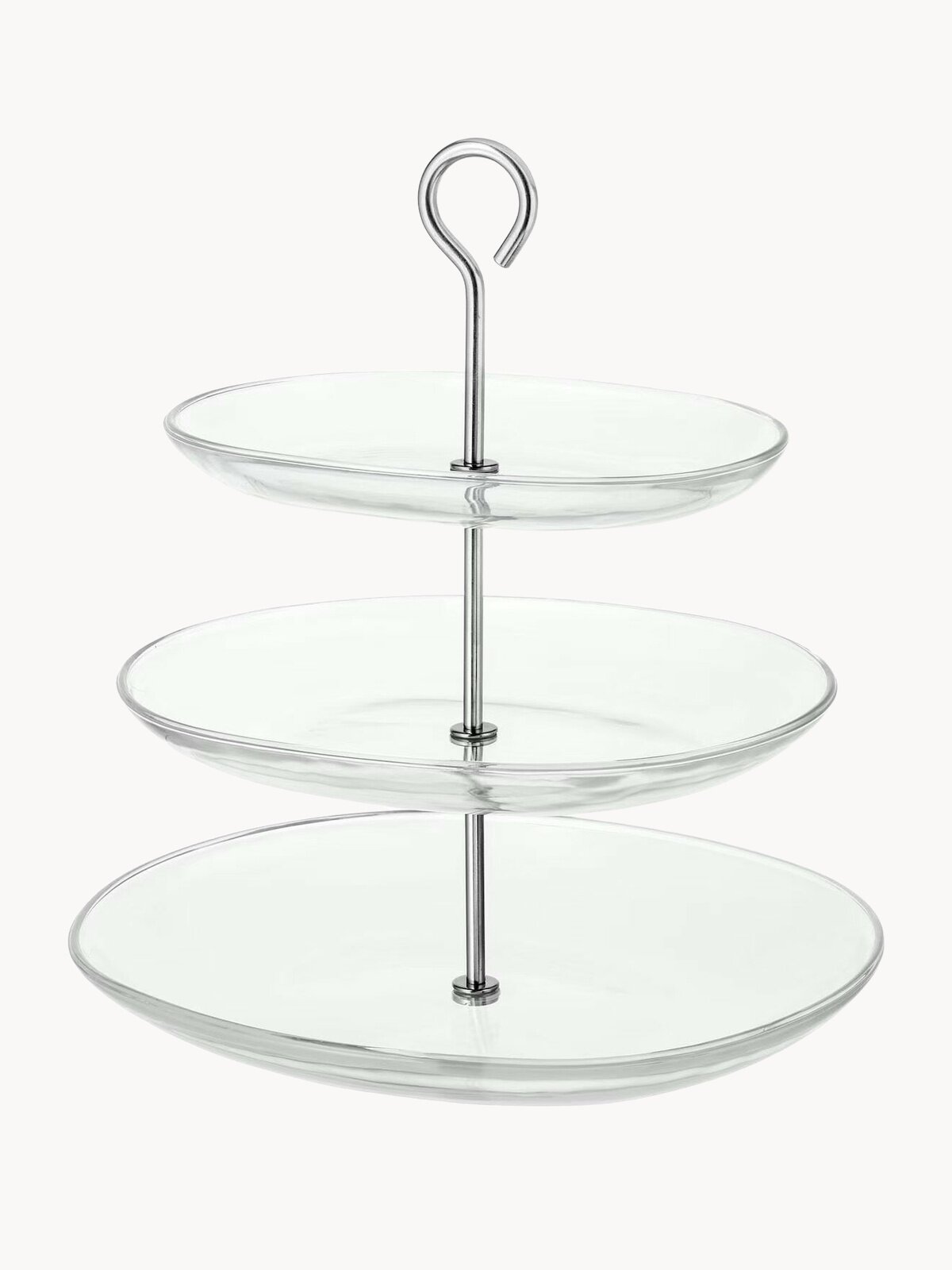Трехъярусная подставка для подачи блюд, прозрачное стекло/нержавеющая сталь, IKEA KVITTERA