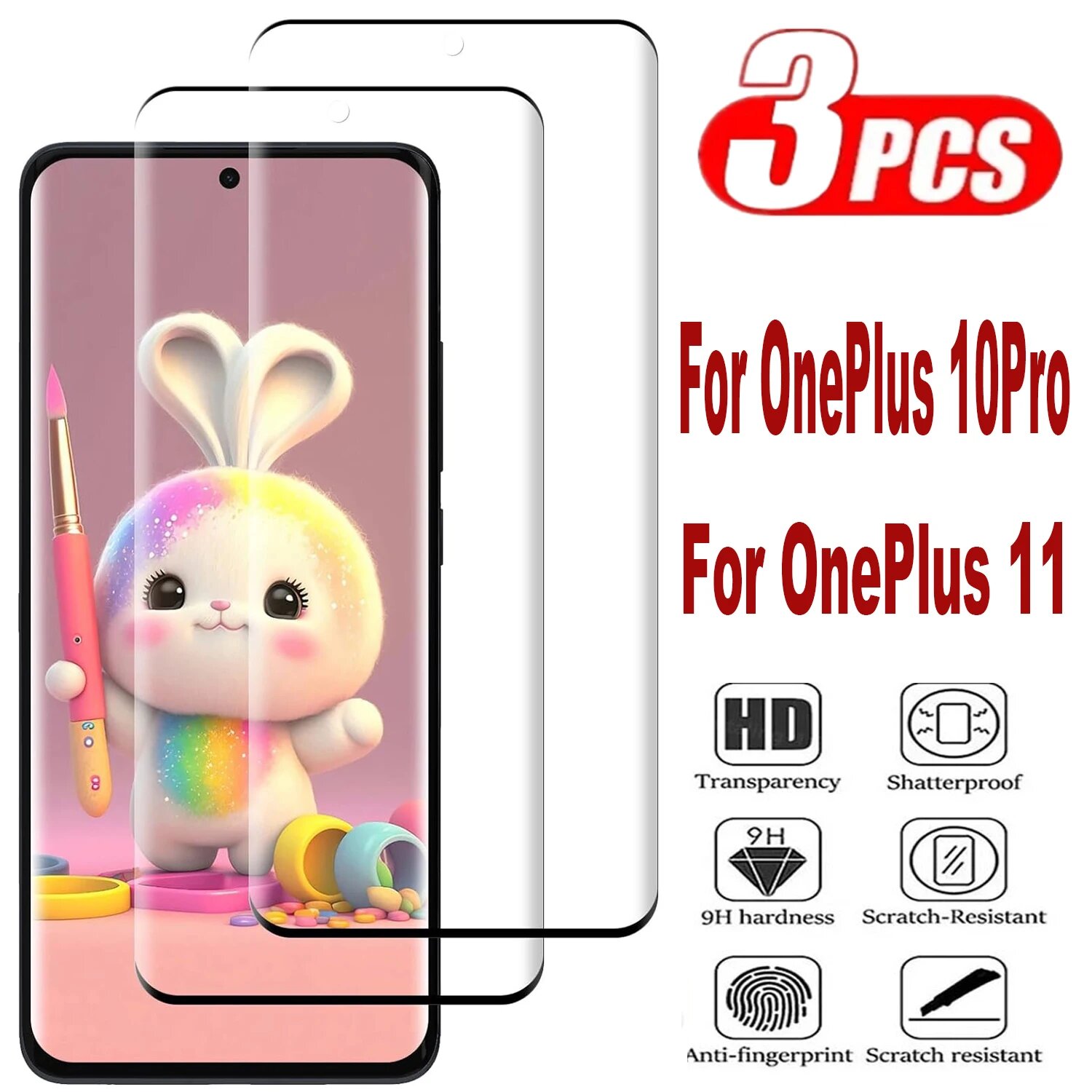 Для OnePlus 10 Pro/OnePlus 11 2/4 шт. 3D изогнутая защитная пленка с For OnePlus 10 Pro