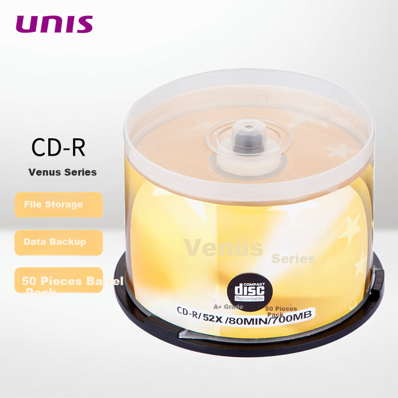 UNIS Venus Series CD-R диски 52x скорость 700 МБ 50 шт в упаковке Количество：CDR 50 шт, хранение данных