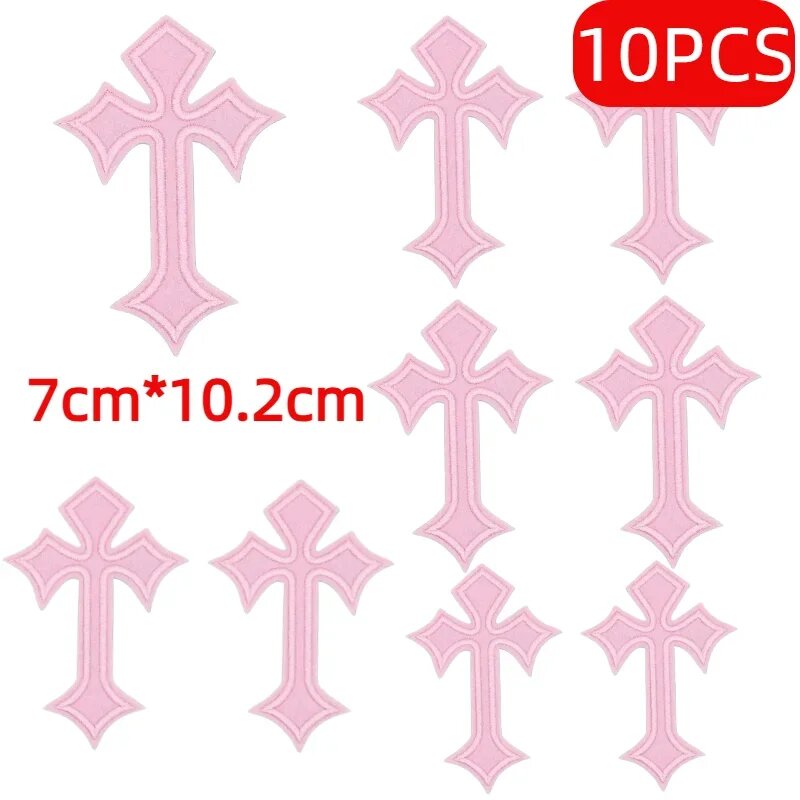 10шт вышитых крестов розовый 7x10.2см