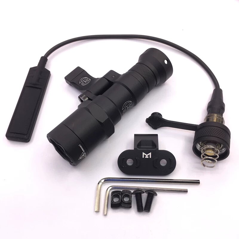 Тактический яркий фонарь Wardson M340A/M340B/M340C/M340W M/K с двойной системой и боковой основой Черный M340B (с