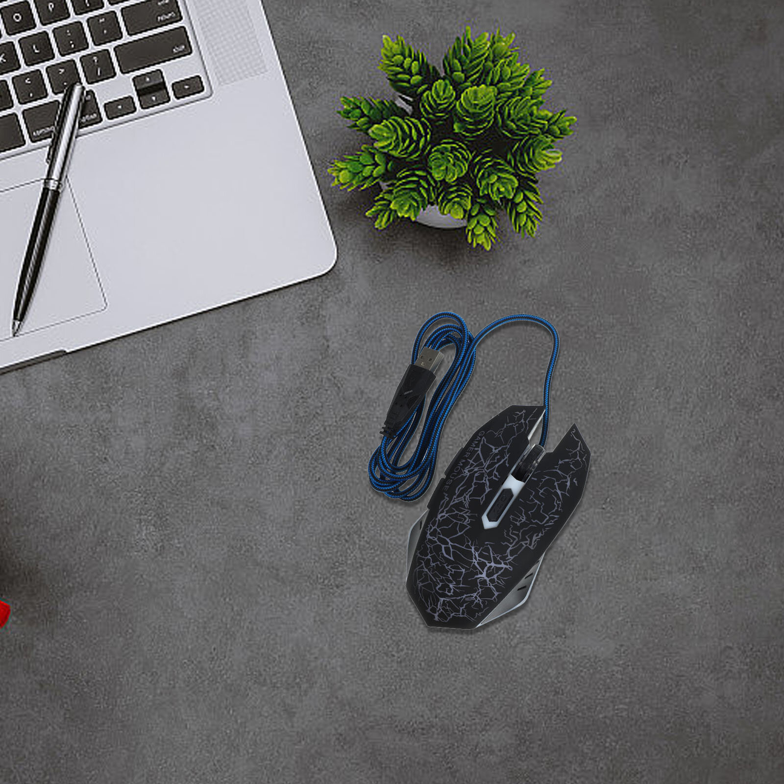 Игровая Мышь С Подсветкой 6 Кнопок Оптическая Антискользящая С USB Приёмником Для ПК Ноутбука Чёрный