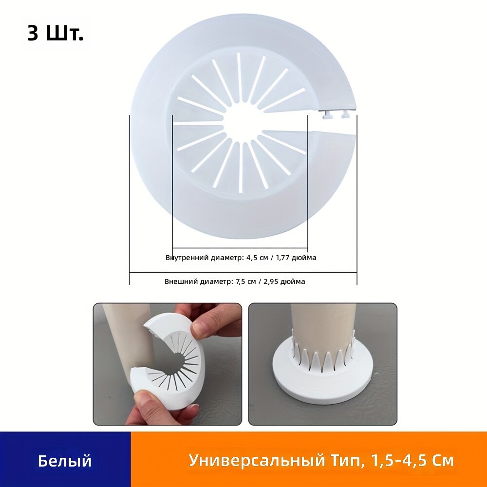 Белые круглые заглушки для отверстий под кондиционер, 3 шт, 2.95 дюйма