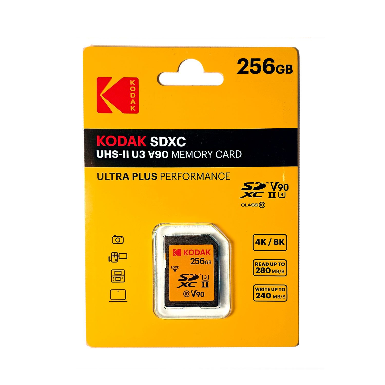 Карта памяти KODAK 256Гб SD UHS-II U3 V90 чт./зап. 280/240(МБ/c) (EKMSD256GUHS2V90K)