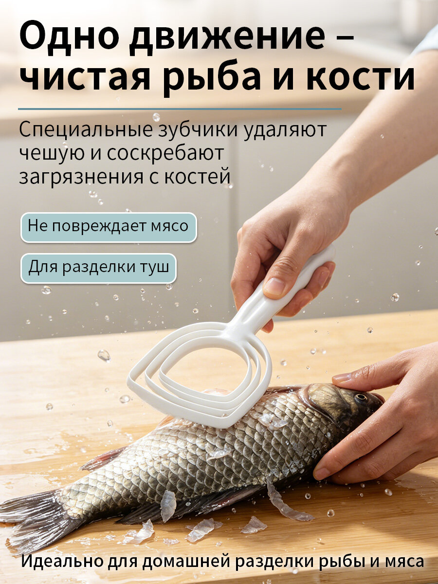 Скребок для удаления костной пыли и очистки рыбы, пластиковый, набор 2 шт, кухонный инструмент