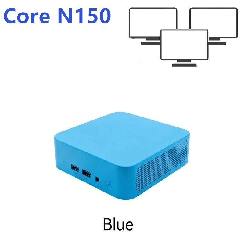 Мини-ПК Intel Core N150 16ГБ 1/2ТБ SSD 4К Синий, 16GB 256GB, N150-blue