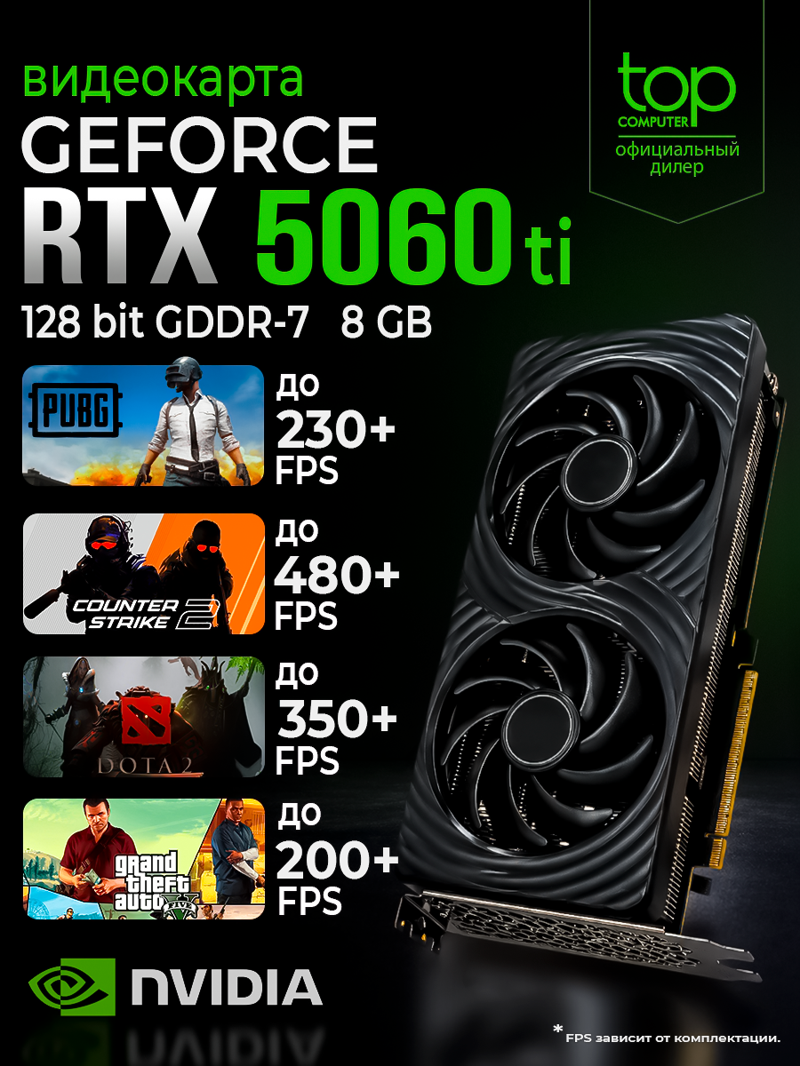 Системный блок TopComp AK 122016894 AMD Ryzen 5 9500f /16 Гб /SSD240 Гб /HDDотсутствует RTX 5060 Ti /Win11 pro