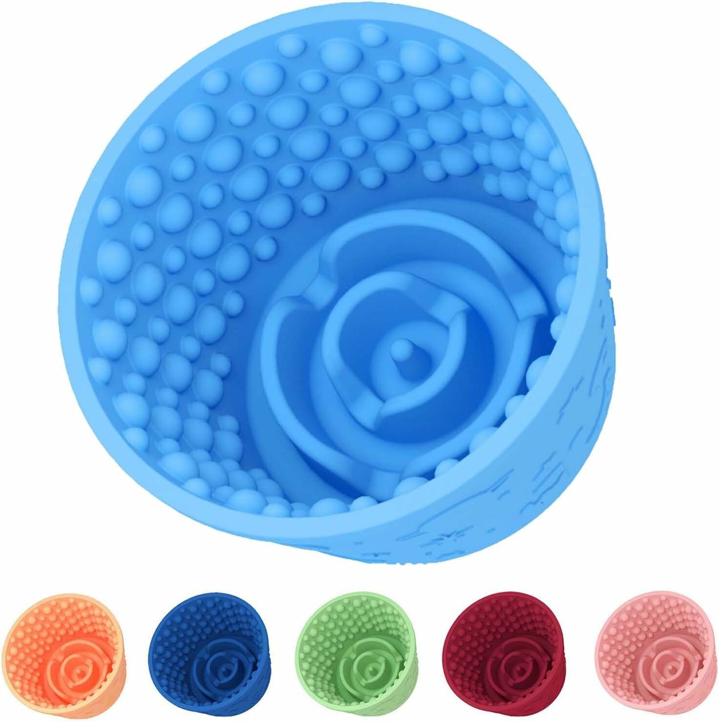 DINGXIAN Медленная миска-лизунец для собак: антискользящая, из силикона без бисфенола-А, для снятия тревоги (голубая, 400 мл)