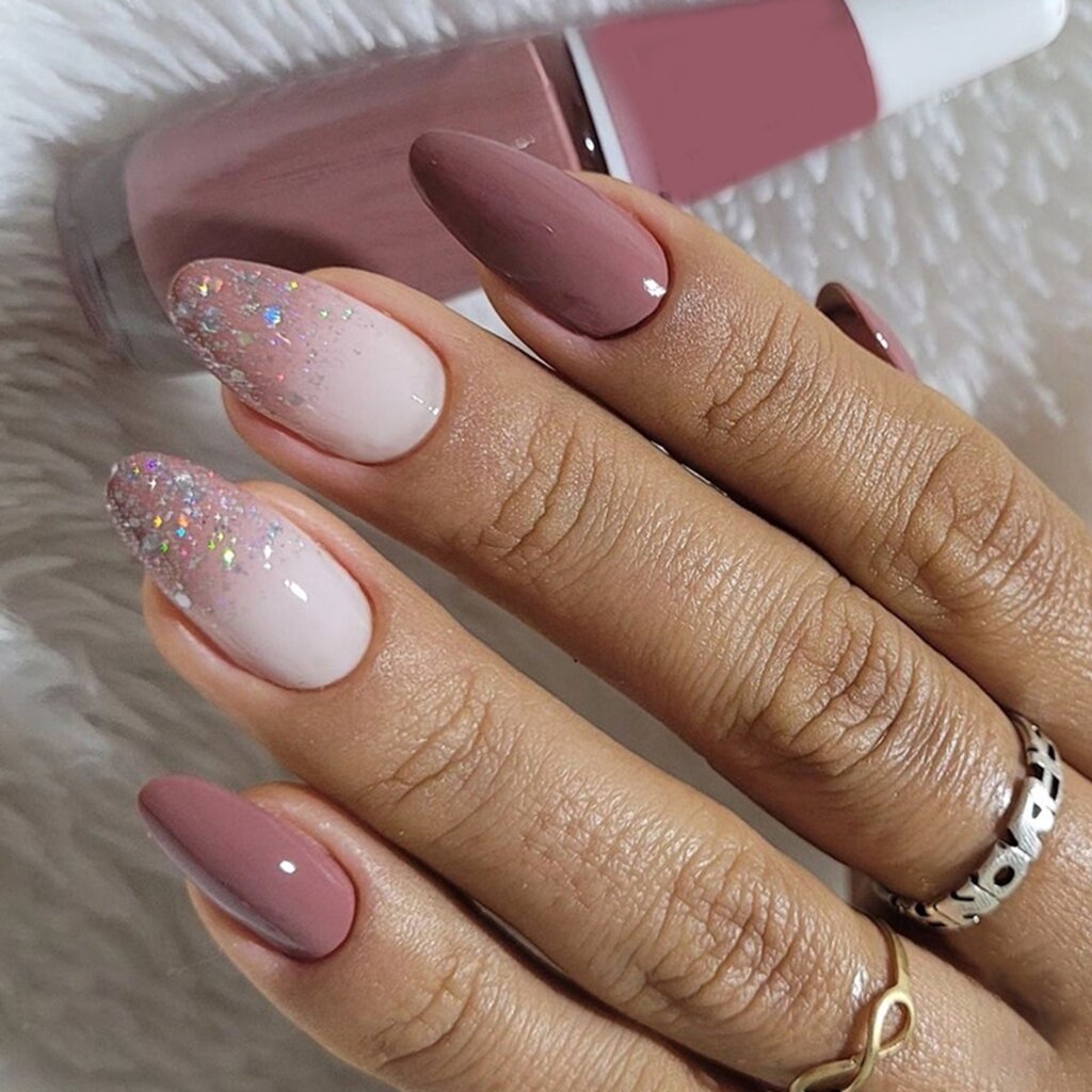 Накладной Ноготь Миндалевидной Формы, Глянцевая Наклейка на Ноготь, Натуральное Полное Покрытие, Накладной Ноготь, Акриловые Клеи на Ноготь для Женщин