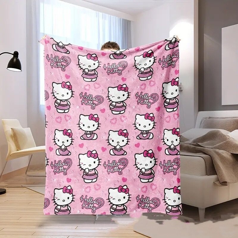 Sanrio периферийное фланелевое одеяло KT с изображением кота, детское одеяло с принтом Hello Kitty