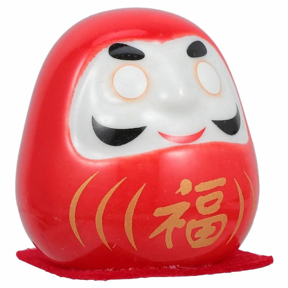 Красная керамическая японская фигурка дарума миниатюра